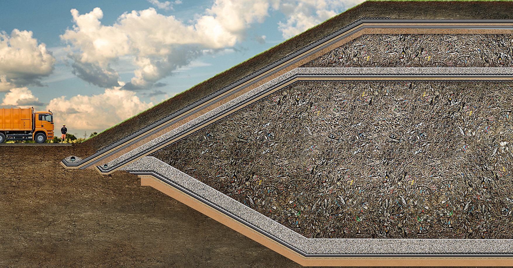 Geotextile surface sealing of landfills